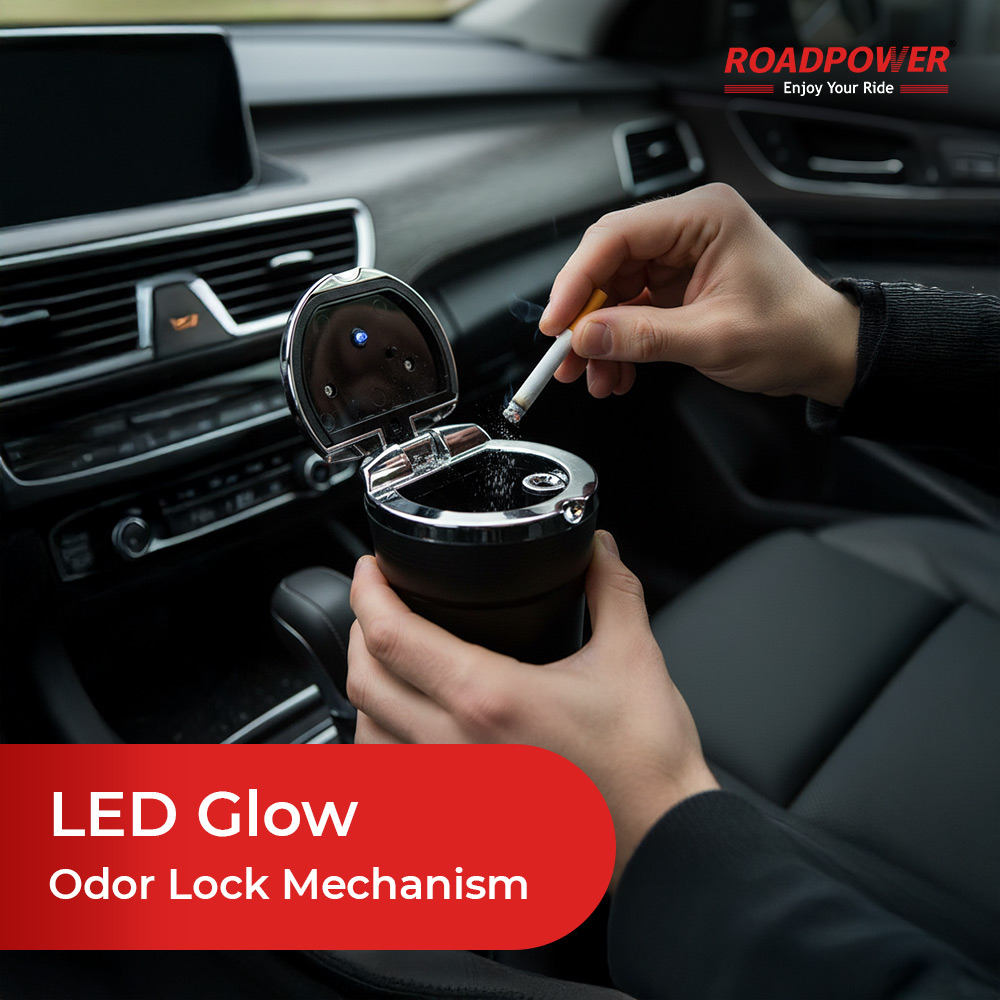 ROADPOWER (RP-ASH-11) Multi-Function Car Ashtray with Blue LED Light ...