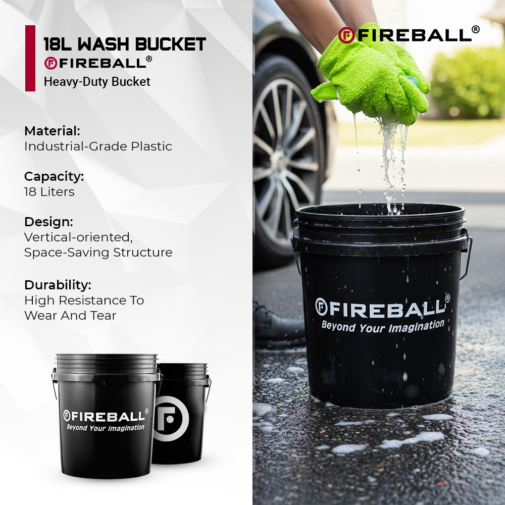 Fireball Wash Bucket 18L, Heavy-Duty Detailing Bucket with Space-Saving ...