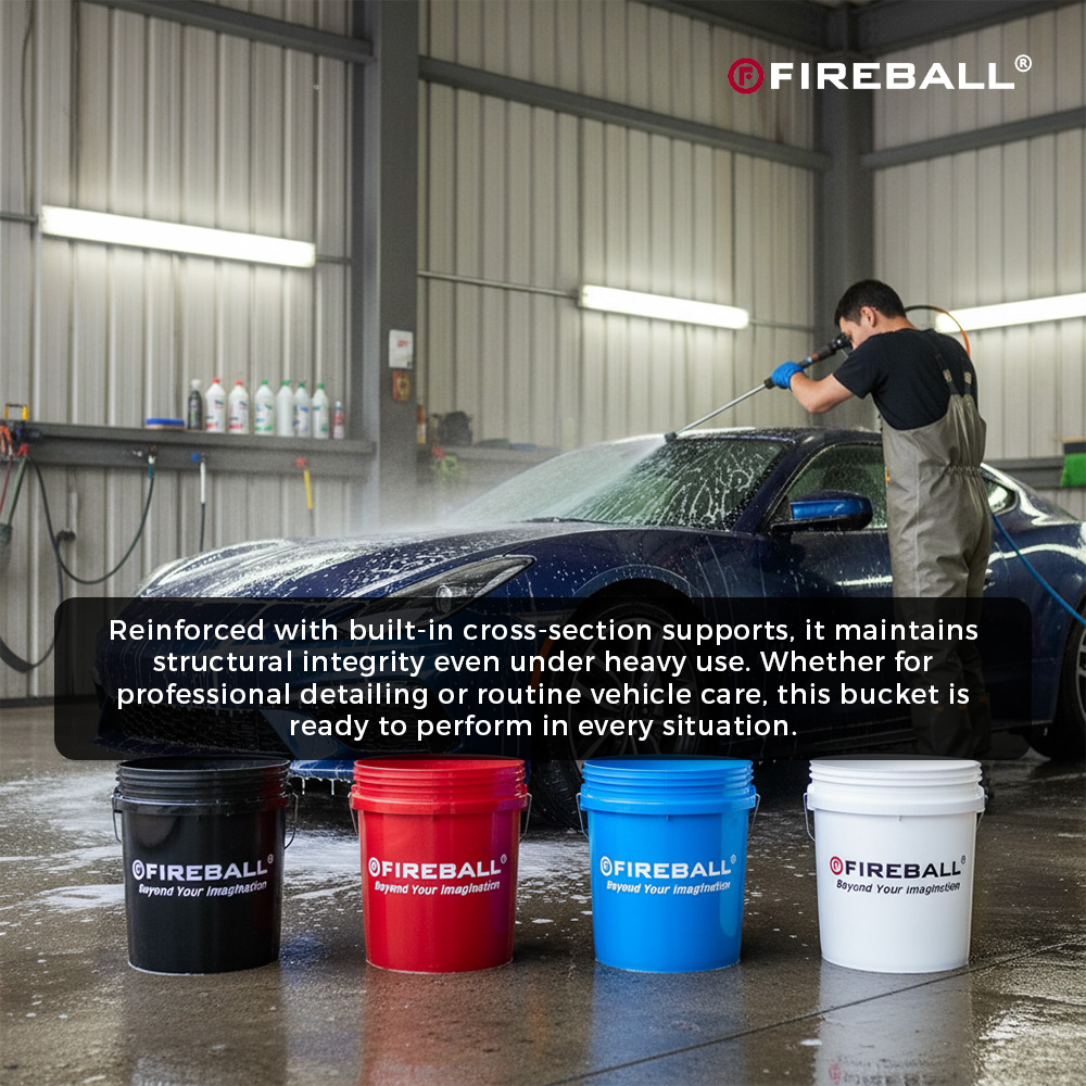Fireball Wash Bucket 18L, Heavy-Duty Detailing Bucket with Space-Saving ...