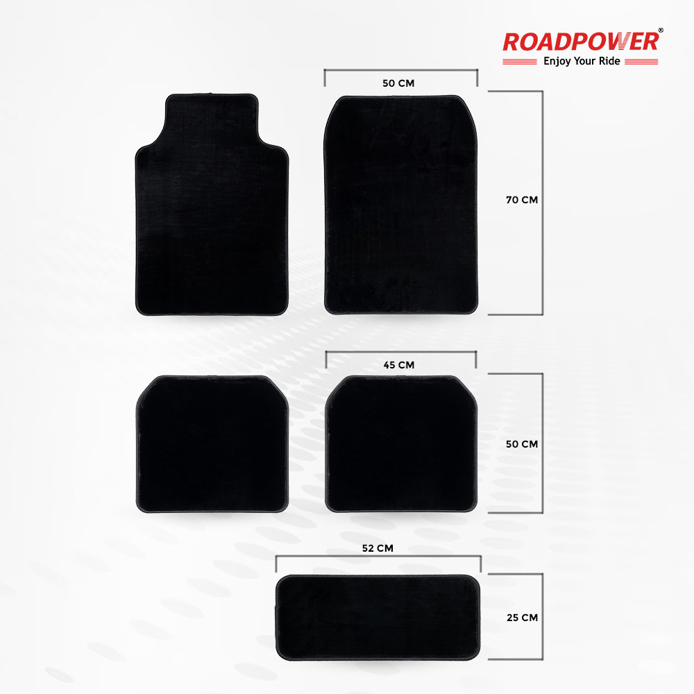 ROADPOWER (RP-MAT-130) Universal Fit Premium Black Car Floor Mats ...